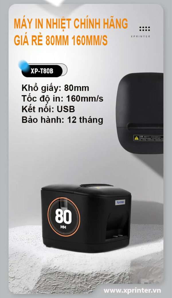 Máy in nhiệt chính hãng giá rẻ 80mm Xprinter XP-T80B - Phân phối máy in ...